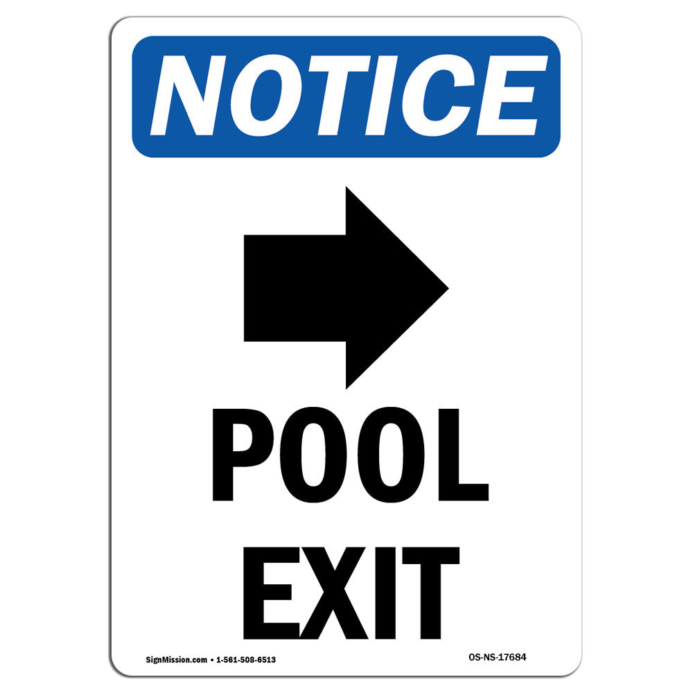 SignMission OSHA Notice - Pool Exit [Right Arrow] Sign With Symbol | Heavy Duty 17684 - Wayfair ...